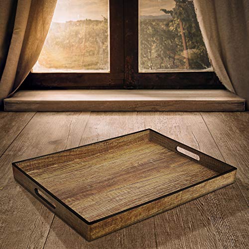 American Atelier Poplar Finish Tray with Rim, Black, 14x19