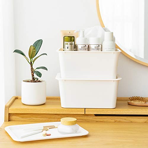 Lunmore Small Storage Box Bin Container Cube Organizer Set Stackable Storage Basket Shelf Organizer Pack of 3