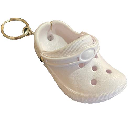12 Count DIY Color Your Own Cute Adorable Rare White Rubber Slipper - Clog Keychain - Bulk Pack - Mini Shoe Key Chains - Paintable - Wholesale Keychains - Makes Nice Gift