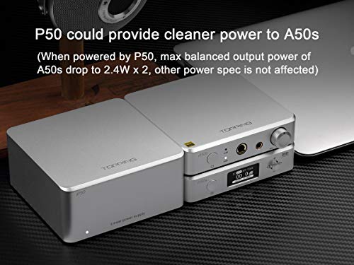 Topping A50s Preamplifier NFCA Fantasy HPA for Desktop HiFi 4.4mm Balanced Output Headphone Amplifier (Silver)
