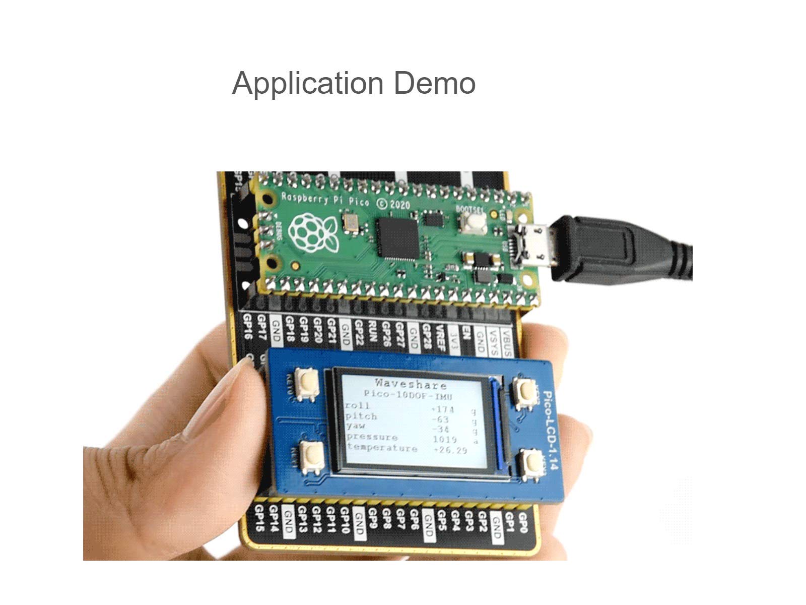 waveshare for Raspberry Pi Pico Evaluation Kit B Include Pi Pico Board with Pre-Soldered Header,1.14inch RGB Color LCD, 10DOF IMU Sensor Module,Dual GPIO Expander,Breadboard