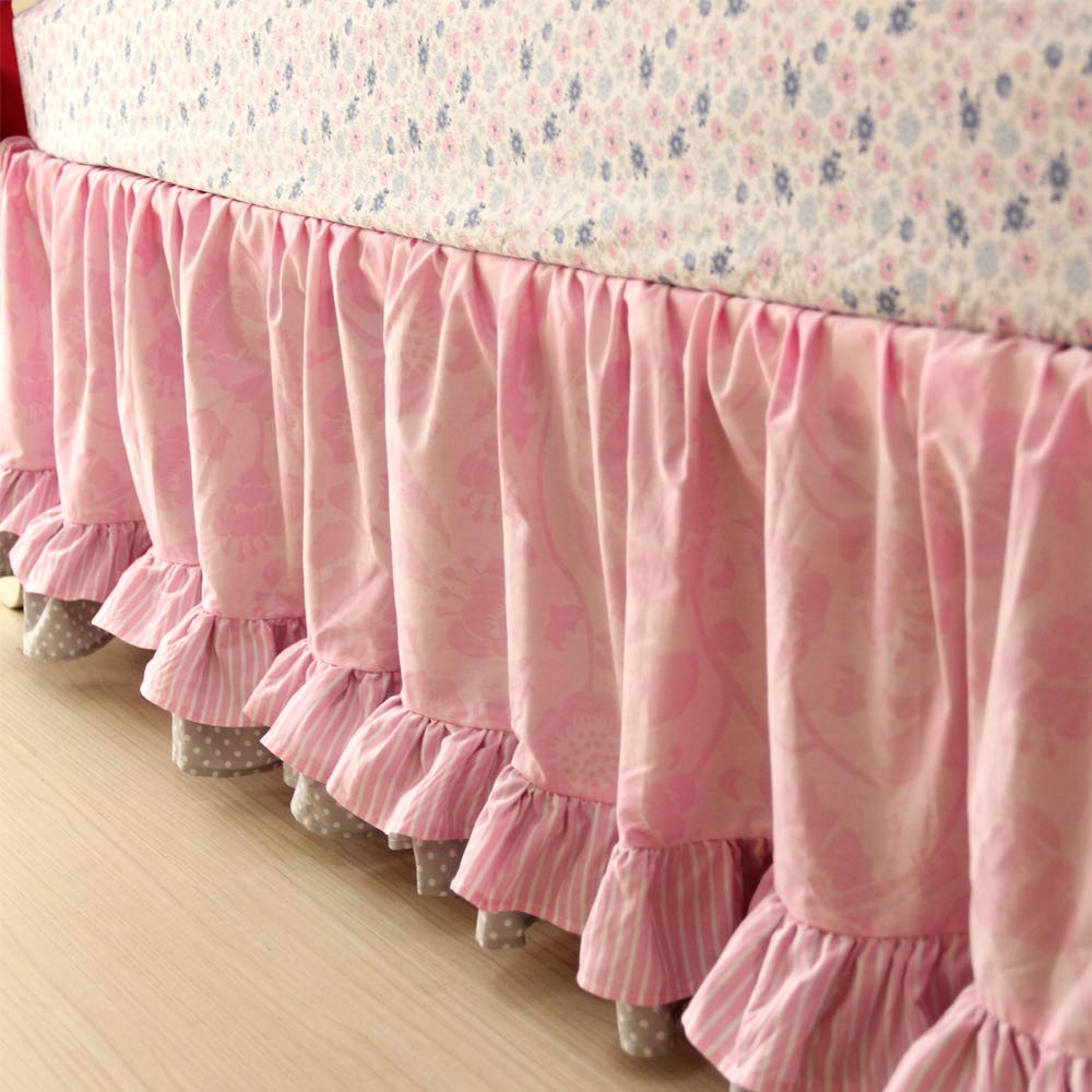 Brandream Pink Butterfly Floral Crib Bedding Set for Girls | 4 Piece Nursery Set | Comforter, Fitted Sheet, Skirt, Diaper Stacker Included
