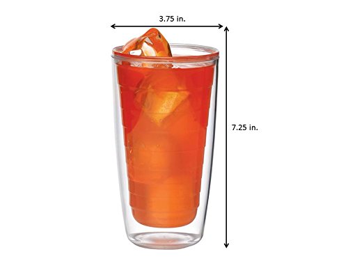 Boston Warehouse Insulated Plastic Tumblers, 24-Ounce, Set of 4, Clear Collection