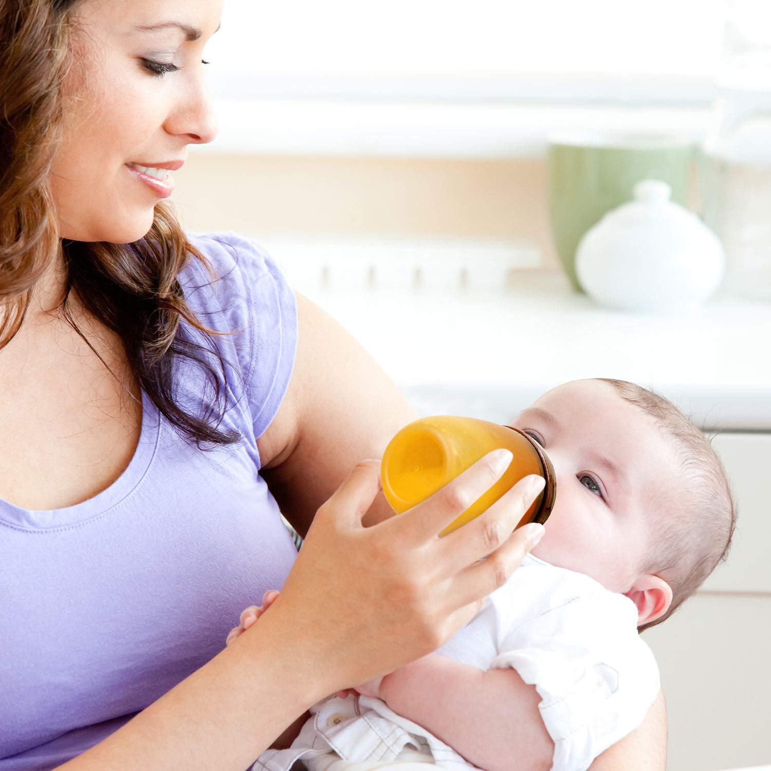BumbleBee Baby Bottle Silicone Baby Feeding Bottle 8oz with S Nipple for Newborn, Nanosilver