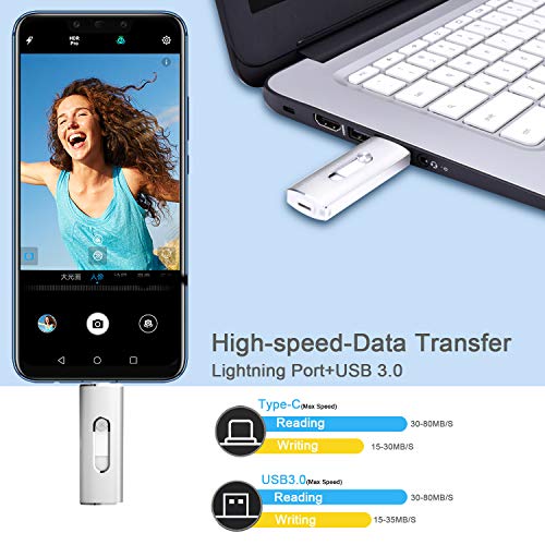 64GB Flash Drive, Aiibe Thumb Drive Memory Stick Jump Drive Pen drive 64 GB USB 3.0 Type C Retractable Capless Dual USB OTG Flash Drives for USB C Smartphones, Samsung Galaxy S8 S9, Tablet, Mac and PC
