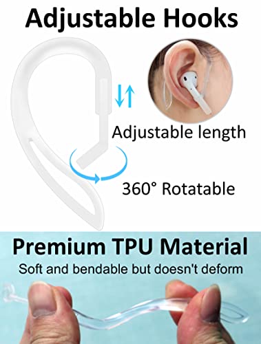 A-Focus 【 Anti-Slip Kit 】 for AirPods Pro 2 and Pro, Ergonomic 360 Degrees Rotation Adjustable Ear Hooks & Strap Non Slip Sport Wing Holder Compatible with New AirPods 3 2 & 1 [6 in 1] Black White