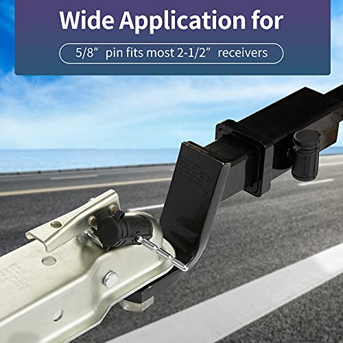 METOWARE Trailer Hitch Lock& Coupler Lock Kit, Swivel Head Hitch Receiver Pin Lock, 5/8" Dia Pin Lock and 1/4β Dia 1" to 3" Adjustable Span Trailer Lock