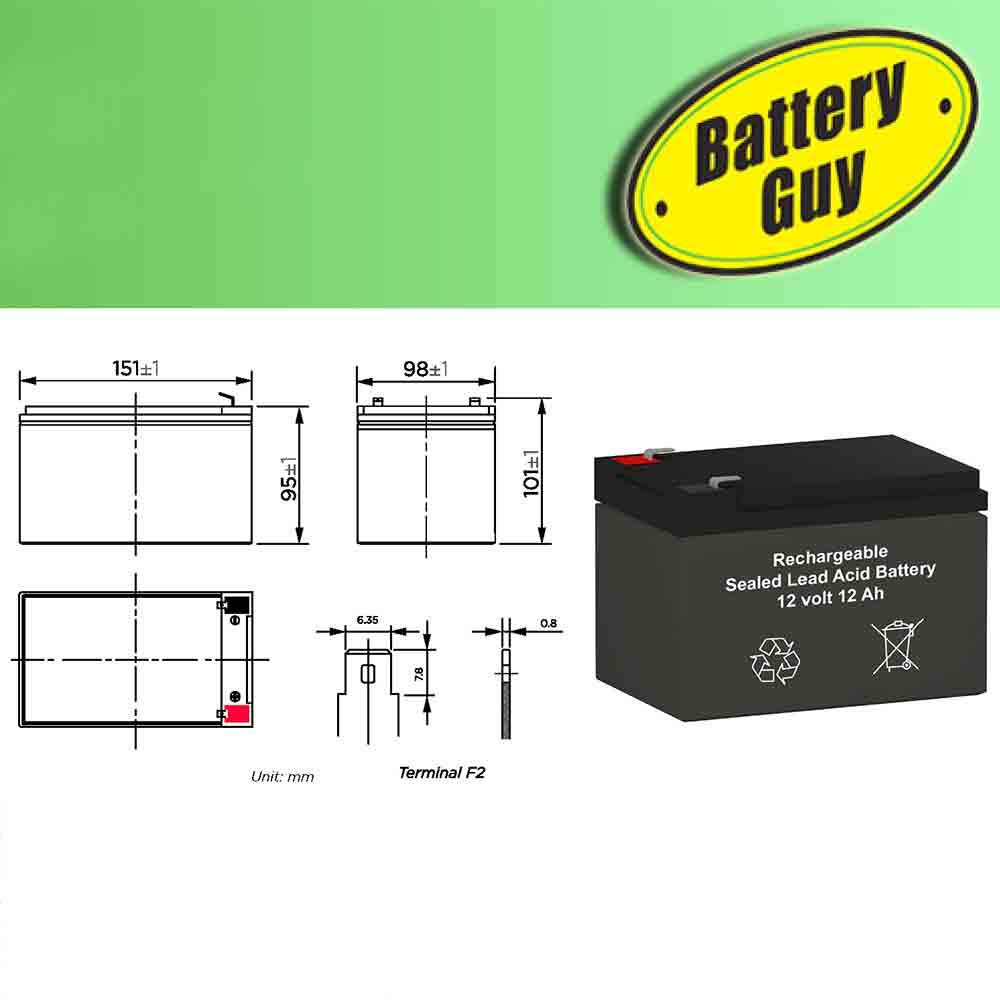 BatteryGuy Buzzaround XL 4-Wheel (GB147) replacement 12V 12Ah SLA batteries - BatteryGuy brand equivalent (Rechargeable) - Qty of 2
