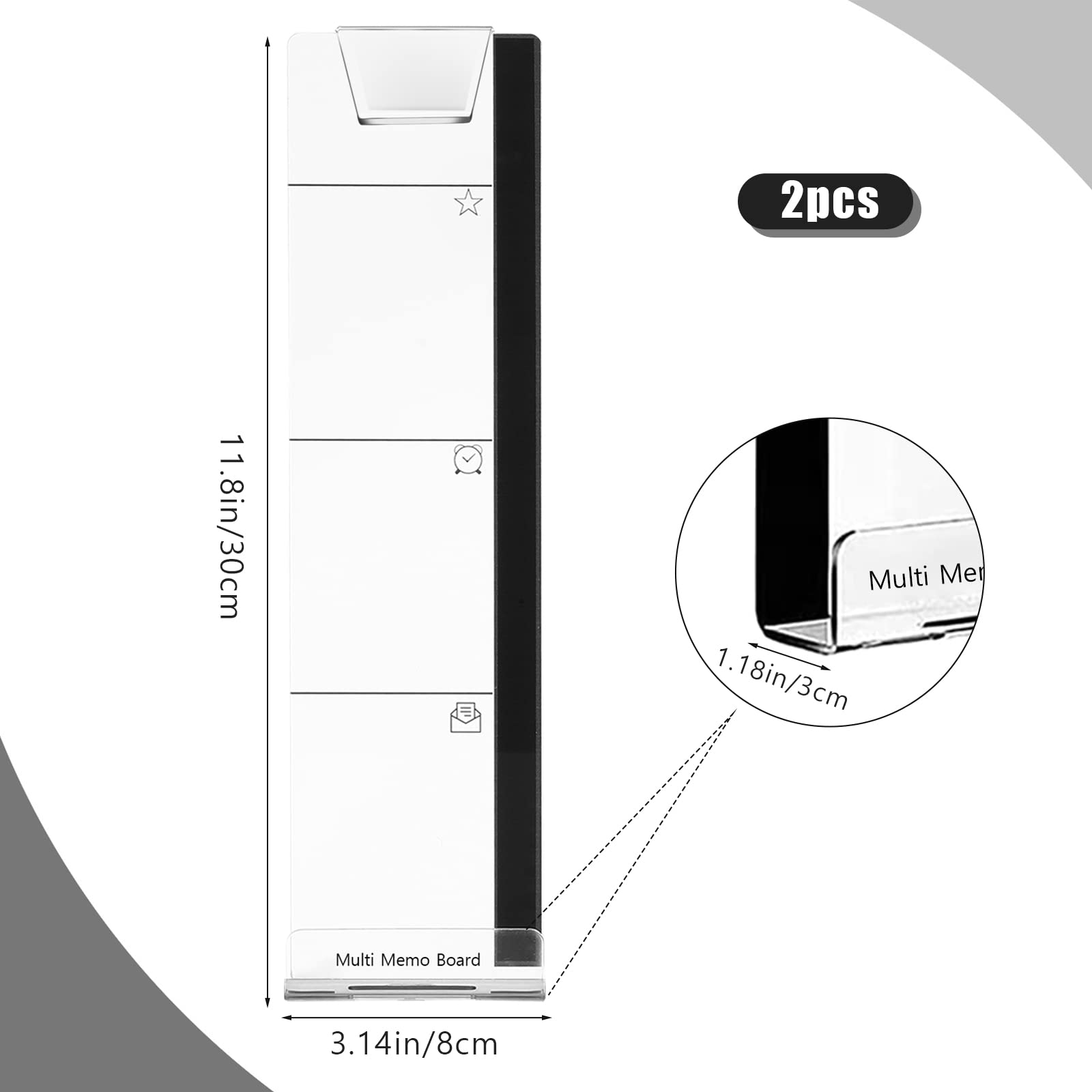 2 Pcs Acrylic Memo Board Computer Monitor Side Panel Transparent Multifunction Message Board with Phone Holder for Home Office Desktop (Left and Right)