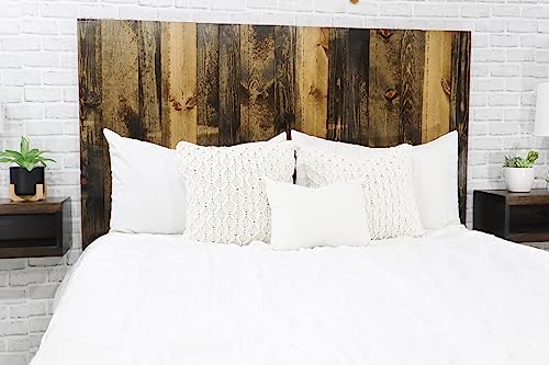 Barn Walls Dark Brown Headboard, Rustic Design, Solid Wood Headboard, Floating Panels, Wall Mount, Adjustable Height, Easy Assembly, Queen Size