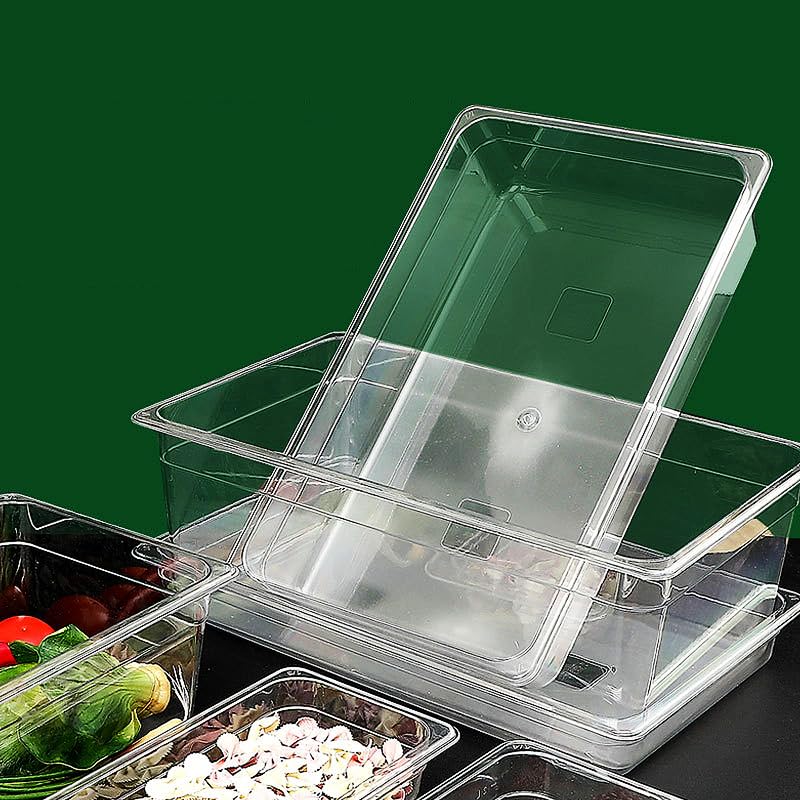 3 Pack Plastic Food Pans with Lids, 1/2 Size 4'' Deep,Polycarbonate, Clear,Food Pan Polycarbonate Square Food Storage Containers with Lids for Kitchen Restaurant Food Prep (3-1/2) (3-1/2)