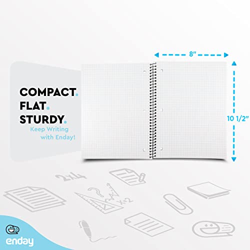 Emraw Graph Paper Notebooks Spiral Quad Ruled Grid Notebook Heavy Duty White Paper 100 Sheets Assorted Colors Wire Bound Graphing Books (Pack of 4)