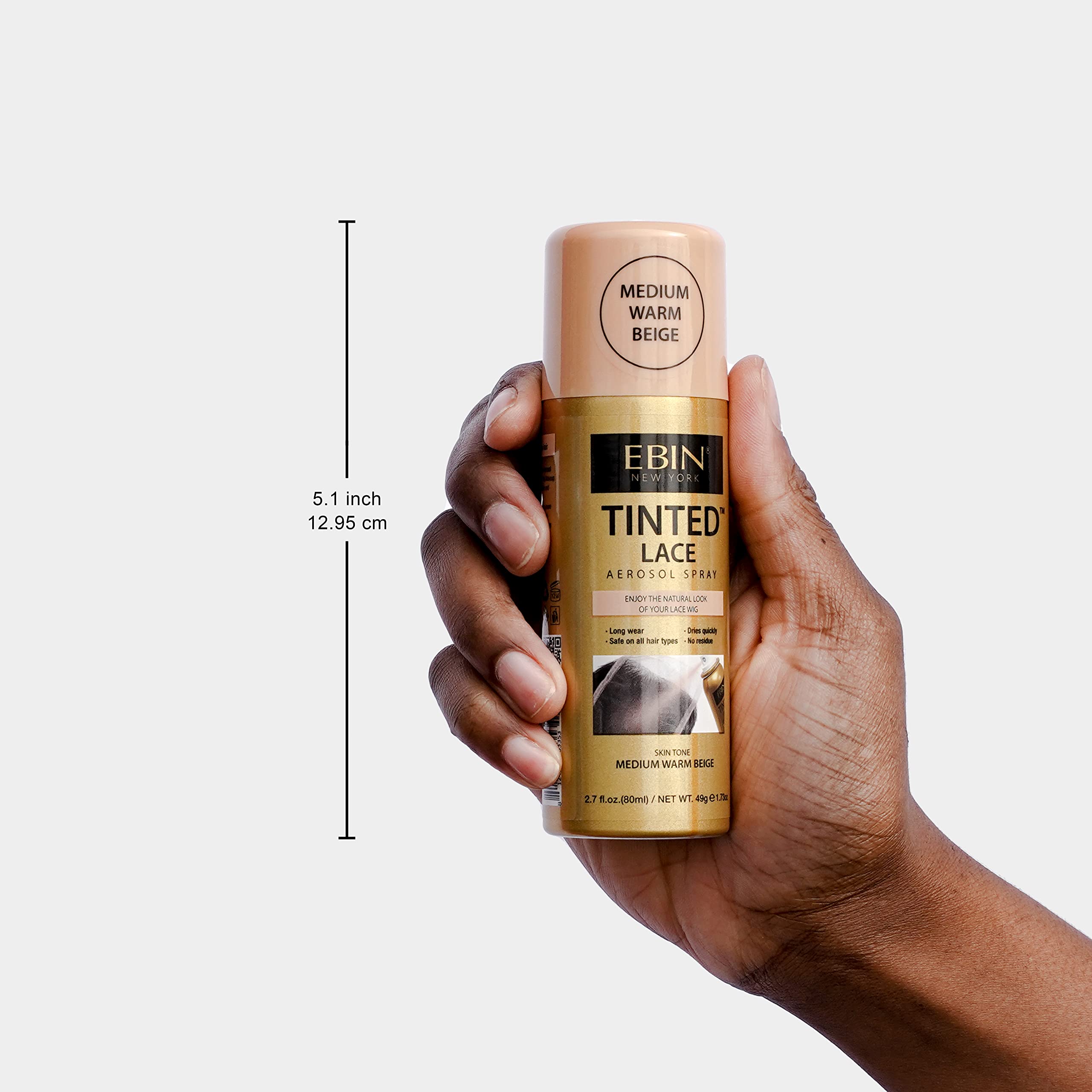 EBIN NEW YORK Tinted Lace Spray - Medium Dark Brown 2.7oz/ 80ml, Quick dry, Water Resistant, No Residue, High pigmentation, Even Spray, Matching Skin Tone, Natural Look, Tinted Spray for Wig