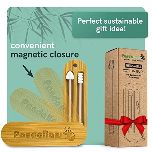New: PandaBaw® 2 x Reusable Cotton Swabs [Extra Soft] - Silicone Qtip, Reusable Qtips for Ears, Makeup & Travel - Zero Waste Products Reusable Ear Swabs - Eco Friendly Qtips [Pink] - Easy to Clean