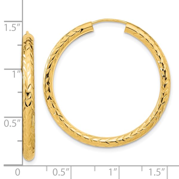 14K Yellow Gold Endless Round Hoop Earrings