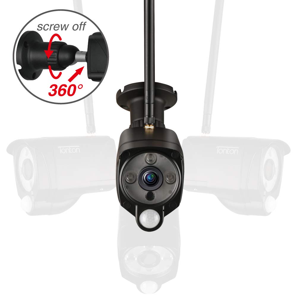 Tonton [Add -on IP Camera] 1080P Full HD 2MP Wireless IP Network Camera,Metal Housing,Waterproof Outdoor Indoor Security Camera with PIR Sensor,2 Way Audio, Only Suitable 8/10CH NVR (Black)