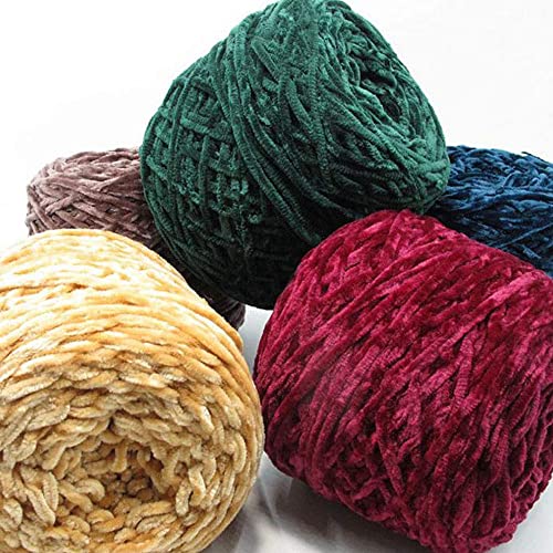 8 oz/250g Chenille Yarn,DIY Velvet Chenille Yarn,Bulky Luxury Coffee Brown Chenille Yarn for Crochet Hat Scarf