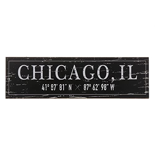 Barnyard Designs Chicago, IL City Sign Rustic Distressed Decorative Wood Wall Decor 17โ x 5โ