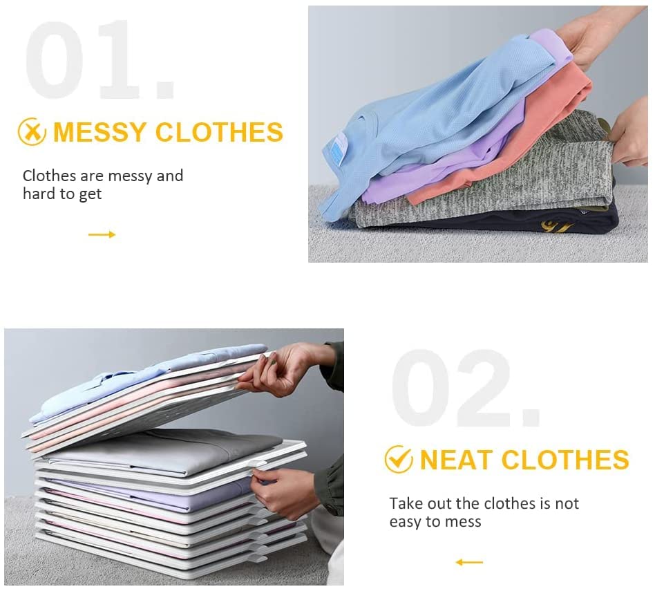 Accenter T Shirt Organizer Closet Organizer Clothing Trays - 5 Pack Durable Stackable Shirt Receipt Board Shirt Dividers File Organizer Clothes Organization System (5)