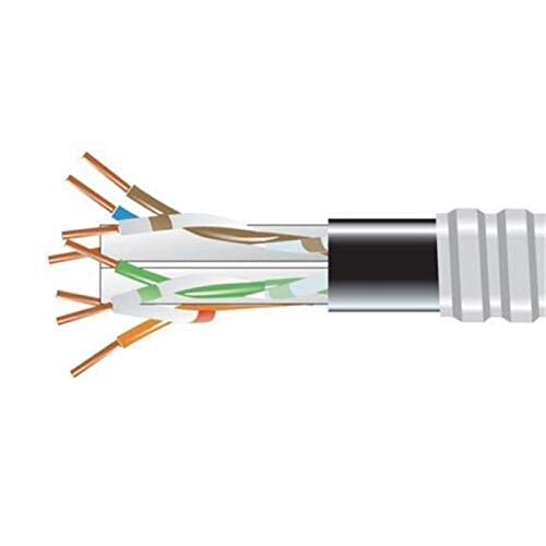 Certicable 150 Ft. Heavy Duty BX MC Armored CAT-6 Cat6 Gel Outdoor Ethernet Wire Cable Waterproof Rodent Proof UV