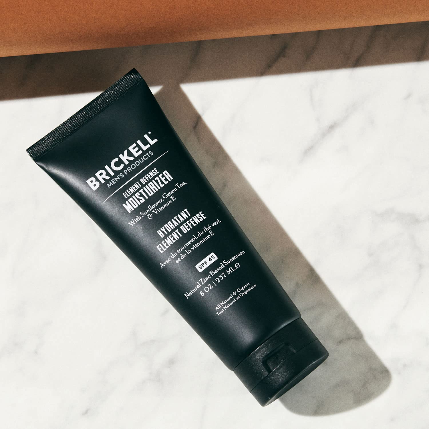 Brickell Men's Element Defense SPF45 Moisturizer for Men, Natural & Organic, Zinc Oxide Mineral Sunscreen, Hydrates and Protects Skin Against UVA/UVB Rays, 8 Ounce, Unscented