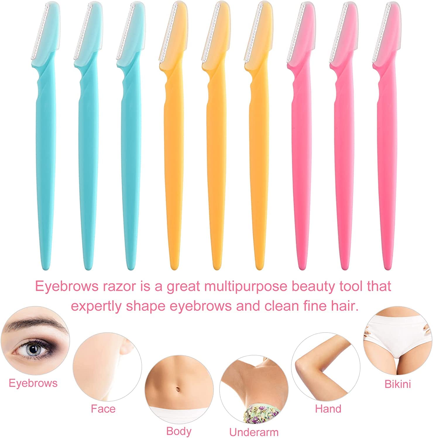 JORPETS 12 pcs Eyebrow Razor Trimmer, face Razor Eye Razor, dermaplaning Razor Blades Beauty eyepow Shaper Razors Women