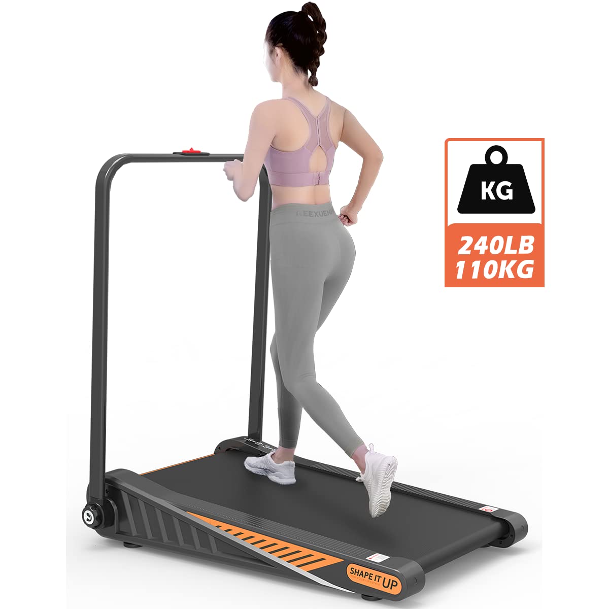 2.0HP Under Desk Walking Pad, Mini Foldable Treadmill 15% Incline with Handlebar, 2 in 1 Electric Folding Treadmill Walking Jogging Machine, 240lbs Max