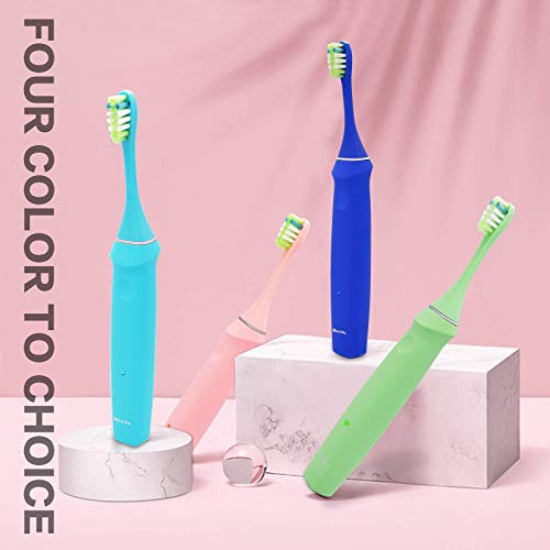MICESHU Sonic Electronic Toothbrush for Adults, Cleaning with 3 Modes IP67 Waterproof Rechargeable Toohthbrush with 2pcs Replacement Dupont Brush Heads (Green)
