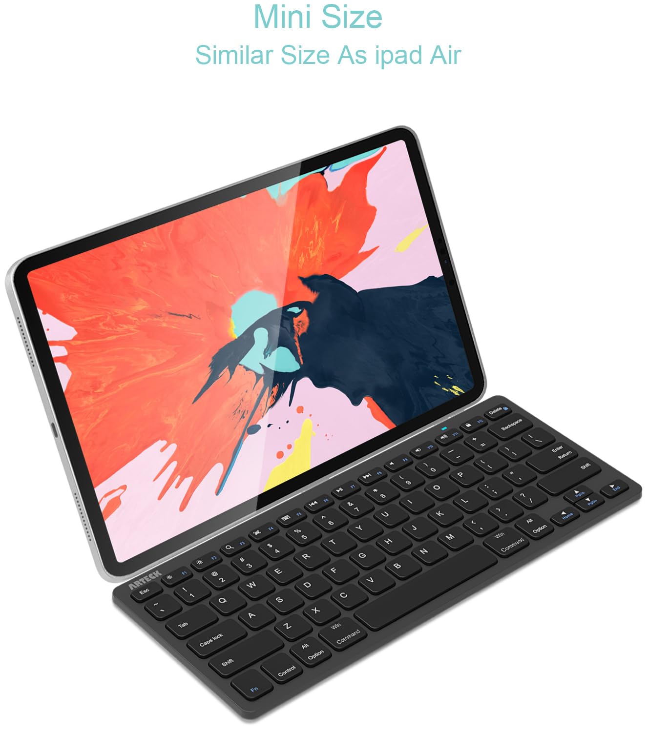 Arteck Ultra-Slim Keyboard Compatible with iPad 10.2-inch/iPad Air/iPad 9.7-inch/iPad Pro/iPad Mini, iPhone and Other Bluetooth Enabled Devices Including iOS, Android, Windows, Black