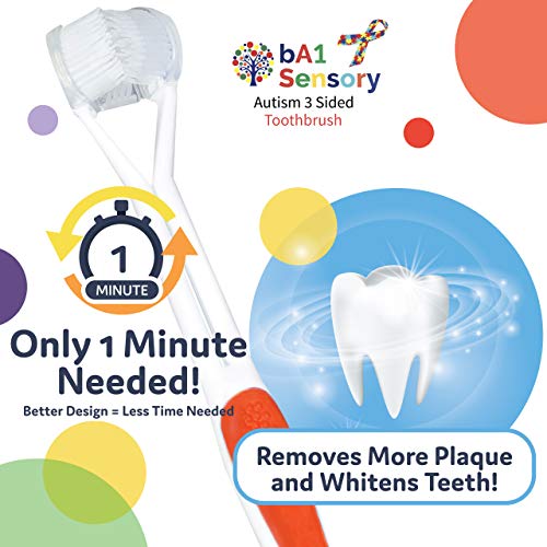 bA1 Health - 3-Sided Specialty Toothbrush (Complete Coverage) - Autism, ASD, Special Needs, Sensory, Perio Brush for All Kids/Adults - Best for Sensitive Gums and Teeth! Choose From 4 Colors
