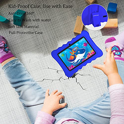 Justethan Android Tablet, 7 Inch Edition Tablets, 2+32GB, Android 9.0, WiFi, Dual Camera, Parental Control, Preloaded Learning & Training Apps, Games with Proof Case(Blue)…