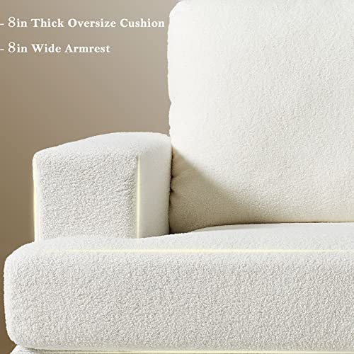 AMERLIFE Sofa, Deep Seat Sofa-Contemporary Bouclé Sofa Couch, 3 Seater for Living Room-Oversized Off-White Comfy Visit The Store 97in x 33in x 40in