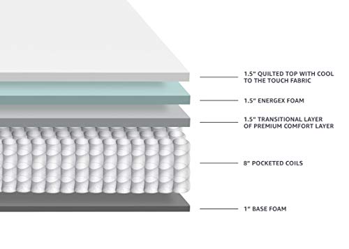 Amazon Basics Signature Hybrid Eurotop Mattress - Medium Feel - Energex™ foam for Deeper Support - Cool to Touch top Fabric - CertiPUR-US Certified - 13.5-inch, Full