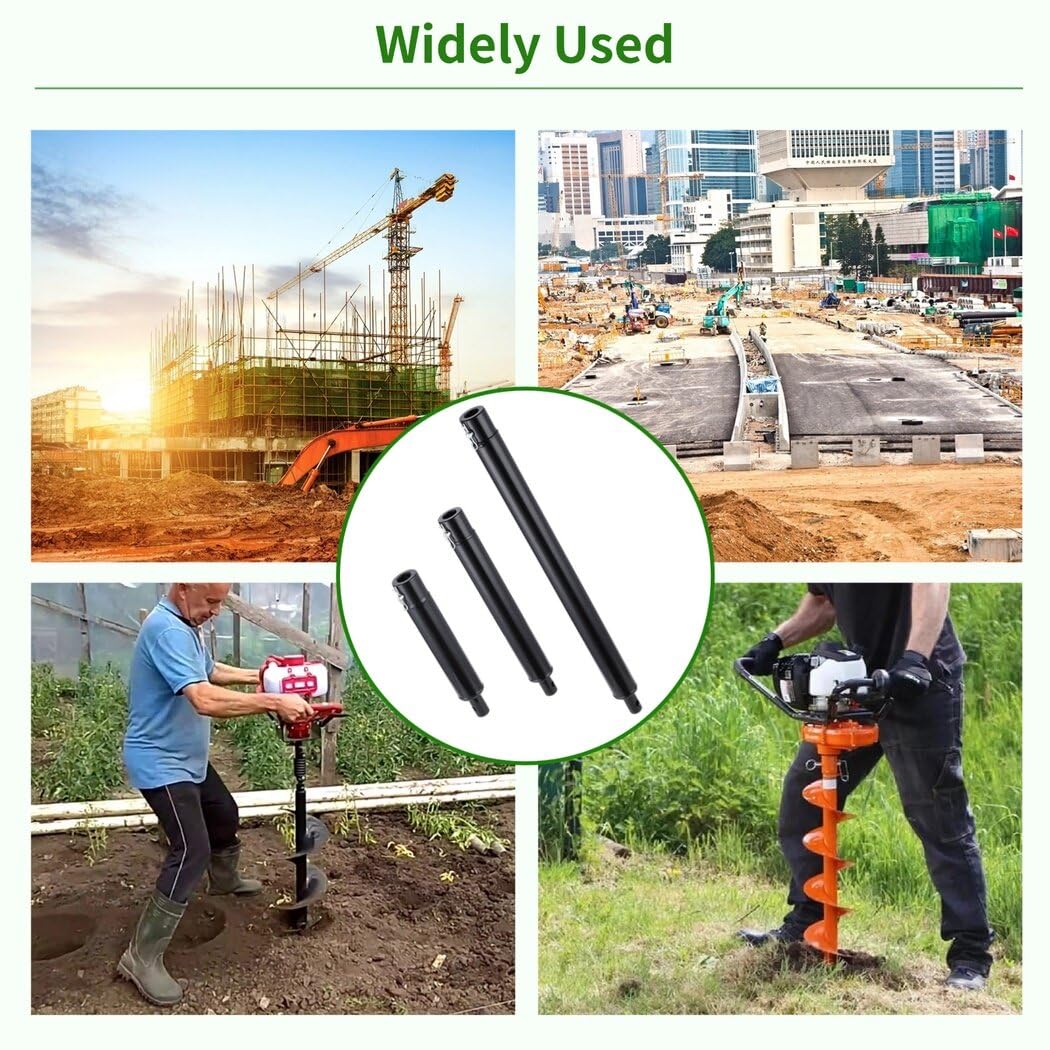 3 PCS Auger Extension Drill Bits, 3/4β Shaft Earth Auger Drill Bit Extension, Auger Drill Bit Extension Bar, Garden Spiral Hole Drill Bit Extension Rod, Post Hole Digger Replacement, Thickened Design