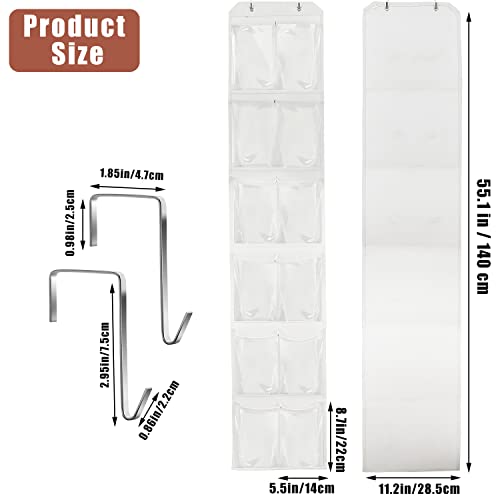 ESINGMILL Over the Door Shoe Organizer - Hanging Holder with 12 Large Clear Pockets and 2 Metal Hooks, Shoe Rack for Narrow Closet Door