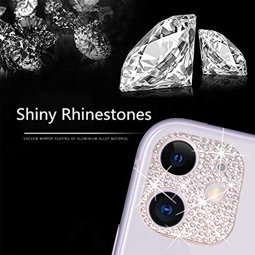 Rear Camera Decorations for iPhone 11 3D Bling Bling Diamond Lens Protective with Flash Hole Ring Anti-Fall Decorate Crystal Rhinstone Sticker iPhone11 Protector Cover Silver