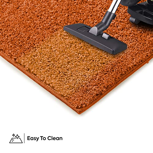 Furnish my Place Modern Plush Solid Color Rug - Orange, 2' Round, Pet and Kids Friendly Rug. Made in USA, Area Rugs Great for Kids, Pets, Event, Wedding