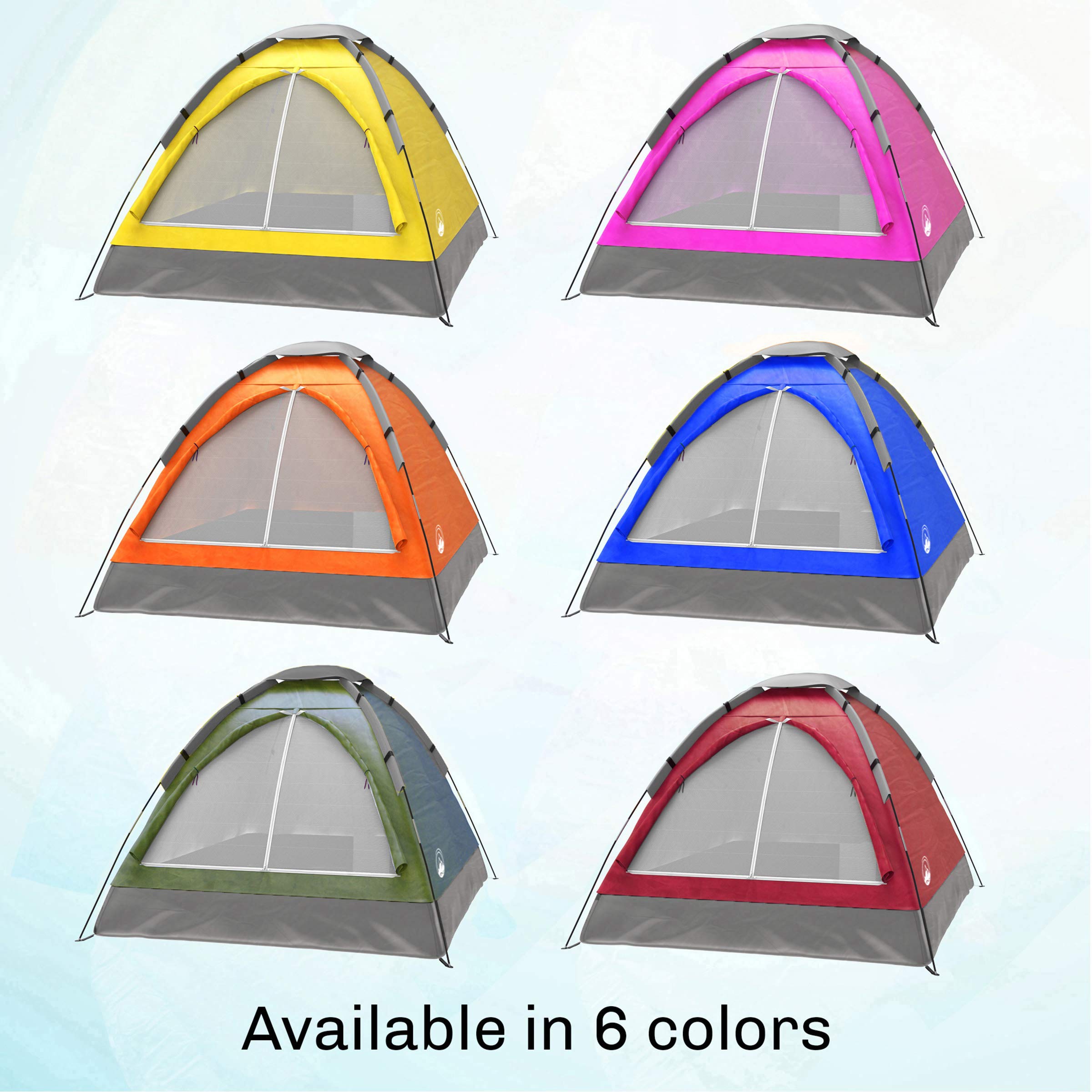 2 Person Dome Tent- Rain Fly & Carry Bag- Easy Set Up-Great for Camping, Backpacking, Hiking & Outdoor Music Festivals by Wakeman Outdoors (Pink), 2 person