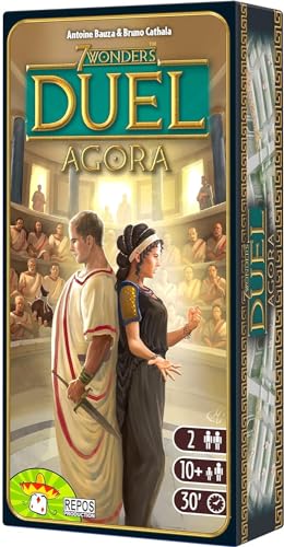 7 Wonders Duel Agora Board Game EXPANSION | 2 Player Game| Strategy Board Game | Civilization Board Game for Game Night | Board Game for Couples | Ages 10+ | Made by Repos Production