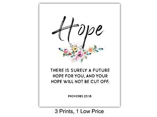 Religious Christian Wall Art Decor - Inspirational Faith, Hope, Love Bible Verse Wall Art - Scripture Wall Decor Signs - Home Decorations for Kitchen, Living or Dining Room, Bedroom - Unique Gift