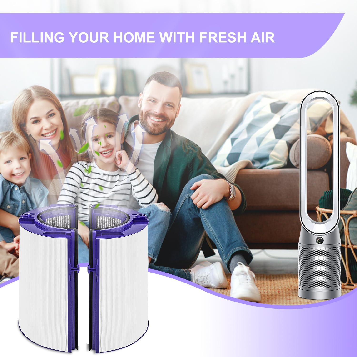 2-IN-1Filter Replacement Compatible with Dyson PH01 HP07 HP10 TP07 TP10 TP09 HP09 HP06 TP06-360 Combi Glass Pure Cool Hot Humidify Fan Filter & Activated Carbon Filter (1 Pack)