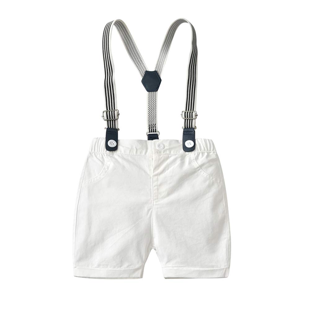 Baby Boys Gentleman Outfits Suits, Infant Short Sleeves Shirt+Bib Pants+Bow Tie Overalls Clothes Set,3-6M Multi