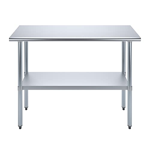 AmGood 18" X 48" Stainless Steel Work Table | Metal Kitchen Food Prep Table | NSF