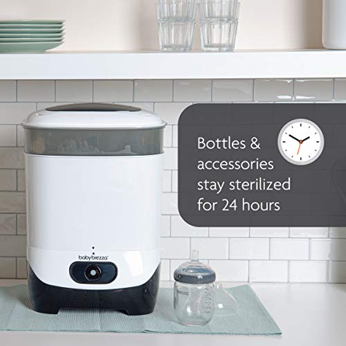Baby Brezza 4 in 1 Baby Bottle Sterilizer Machine β Largest Capacity Electric Steam Sterilization β Pacifiers, Breast Pump Parts + Universal Sterilizing for All Bottles: Plastic, Glass, Large, Small
