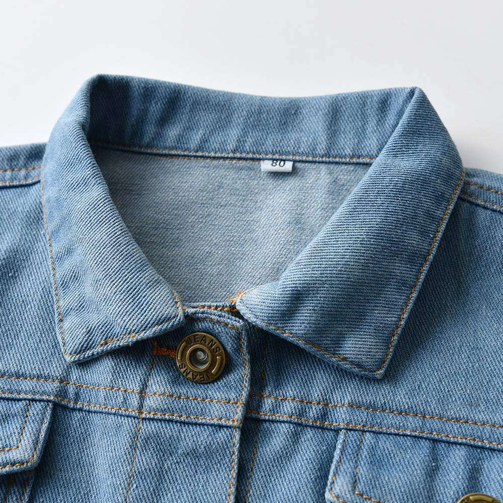 Baby Boys Girls Denim Jacket Kids Toddler Button Down Jeans Jacket Top(Light Blue, 120/4-5T)