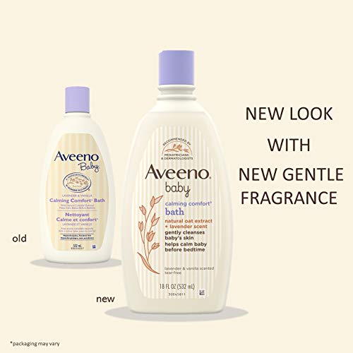 Aveeno Baby Calming Comfort Bath & Wash with Relaxing Lavender & Vanilla Scents & Natural Oat Extract, Hypoallergenic & Tear-Free Formula, Paraben-, Phthalate- & Soap-Free, 8 fl. Oz