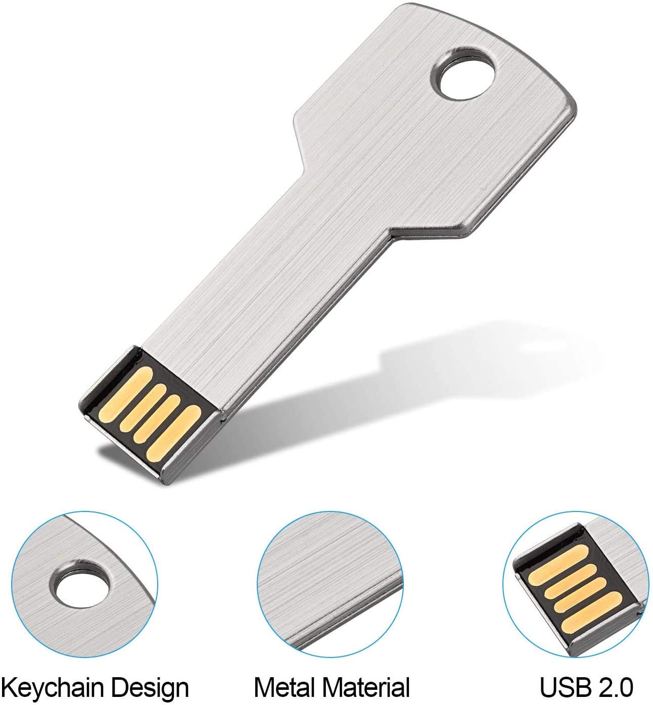 USB Flash Drives 5 Pack 64GB USB 2.0 Metal Thumb Drives K&ZZ Jump Drive Memory Stick Key Shape for Students,Office,Company- Multicolor