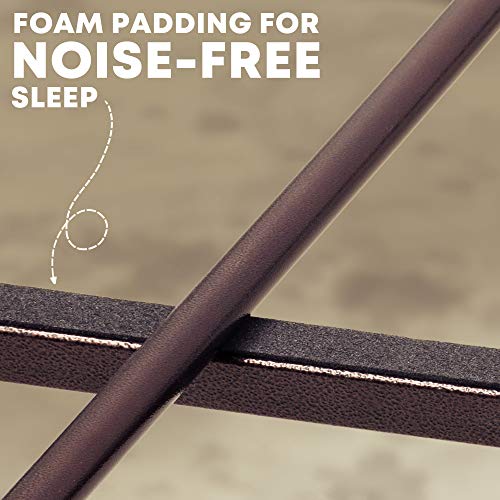 AMBEE21 Vintage Queen Metal Bed Frame with Headboard and Footboard Platform/Wrought Iron/Heavy Duty/Solid Sturdy Metal Slat/Rustic Brown/No Box Spring Needed/Industrial & Farmhouse