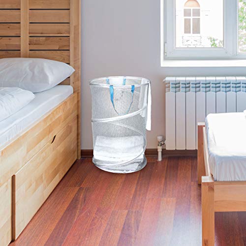Clorox Pop Up Laundry Basket β Lightweight Mesh, Round, Holds 2.1 Bushels | Odor Protection Keeps Clothes Smelling Fresh | Collapsible Easy Storage | Portable, Folding Hamper, White