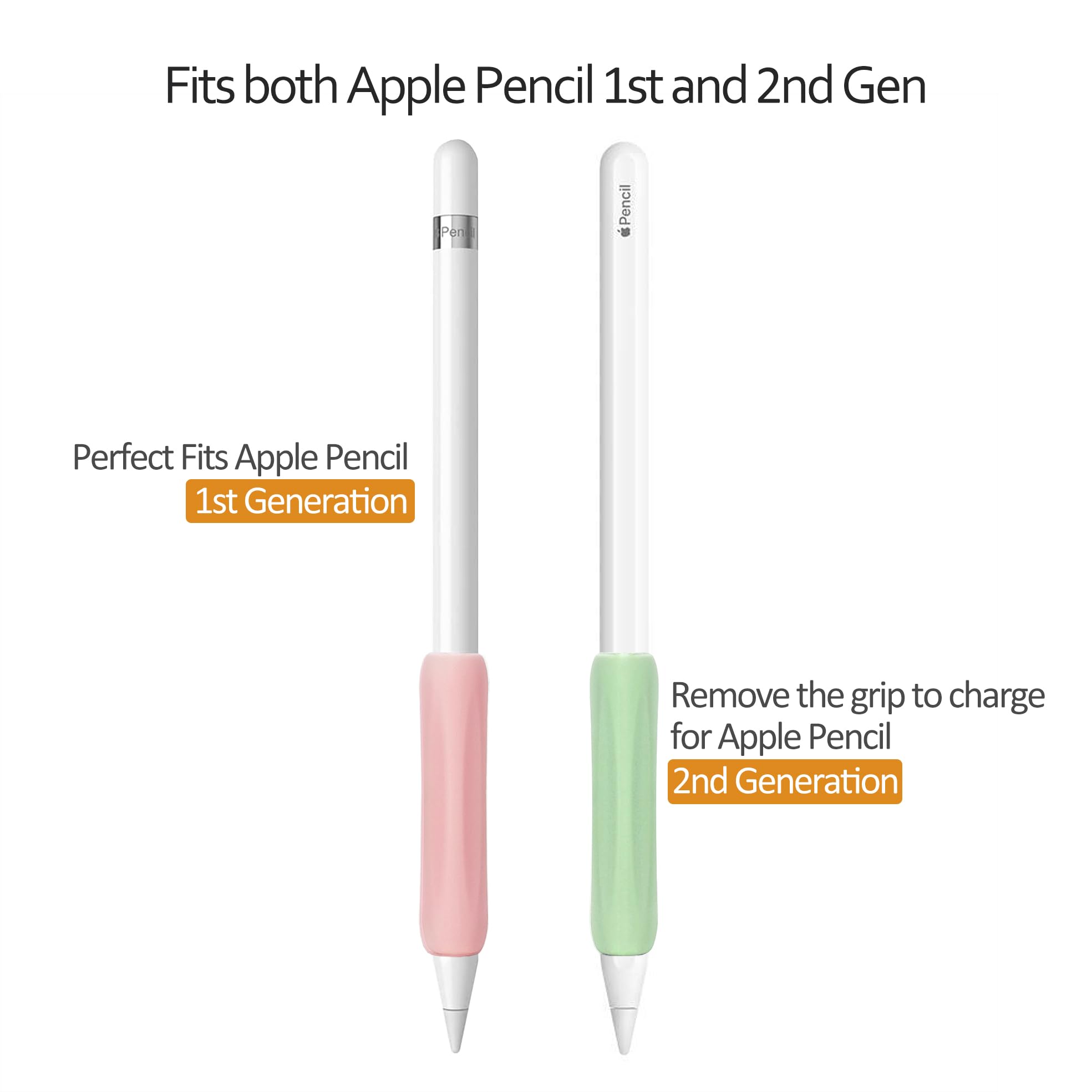 KELIFANG Silicone Ergonomic Grip Holder 3 Pack Compatible with Apple Pencil 1st, 2nd Generation & Pencil (USB-C), Apple Pencil Pro 2024, Protective Sleeve Cover Case Accessories(Pink, White, Green)